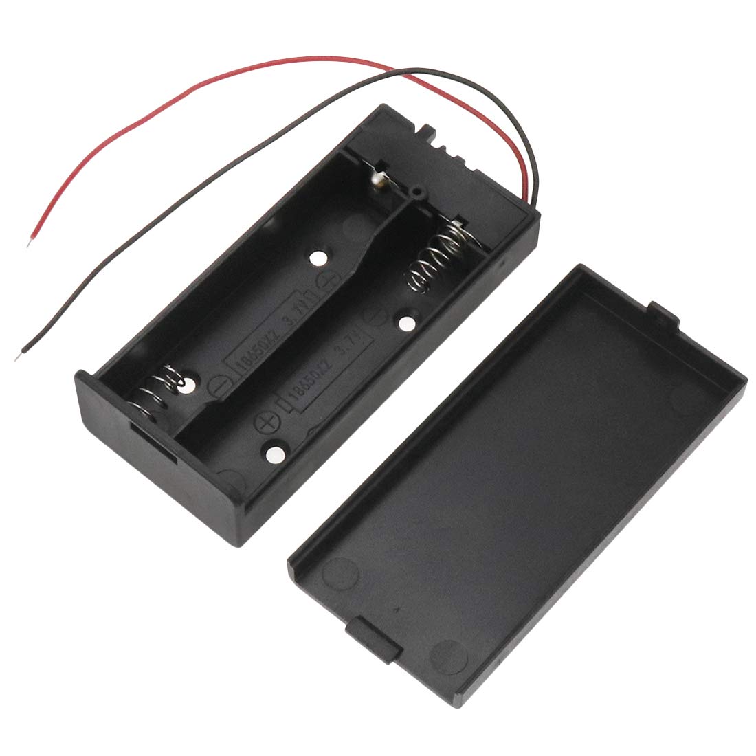 Semetall 18650 Battery Storage Case 4 Pcs 2 Slots x 3.7V for 2x18650 Batteries Holder Box Container with ON/Off Switch 18650 Battery Holder with Leads Wire(Black)