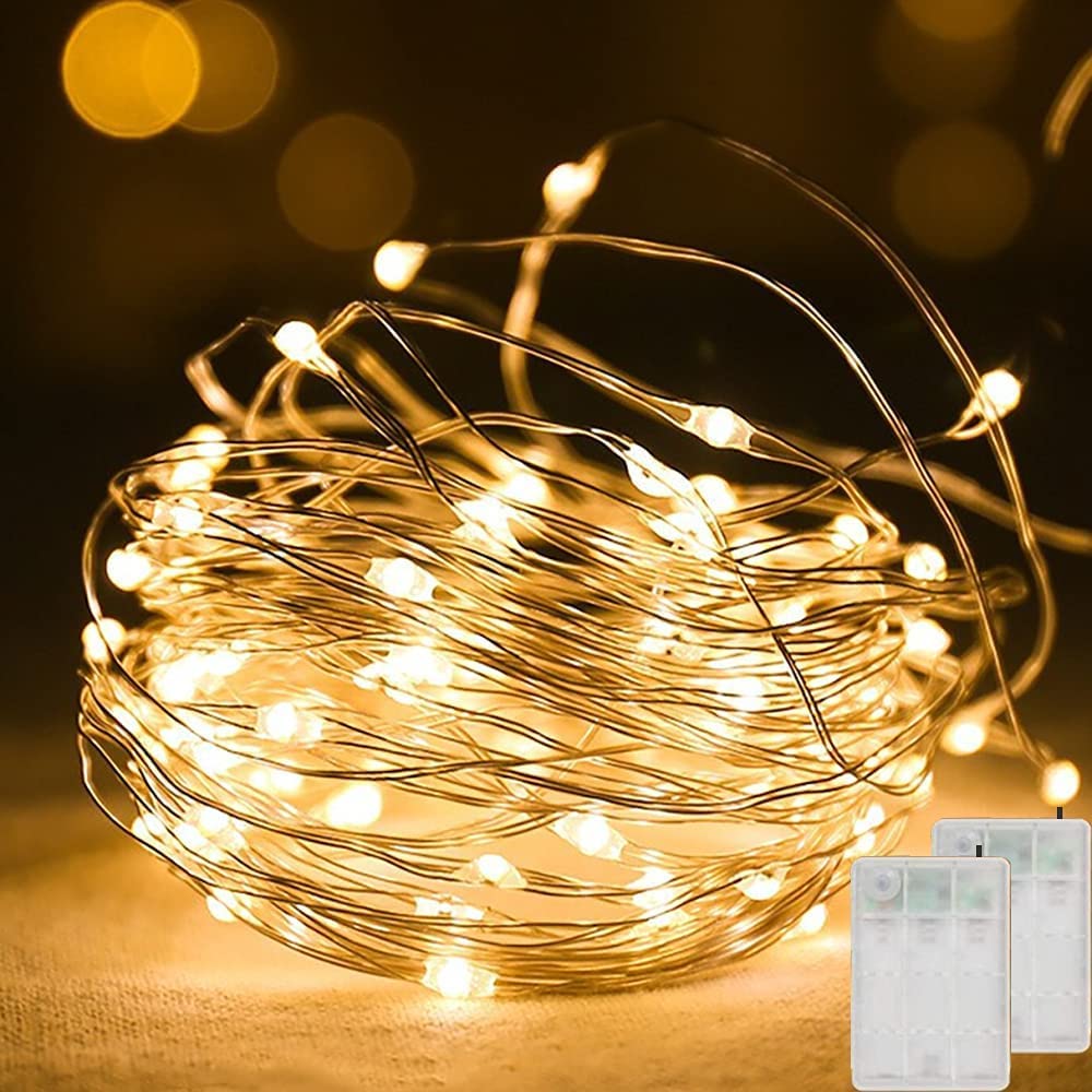 16Ft. Battery Operated Fairy Delicate Wire String Party Lights with on/Off Switch, Cold White