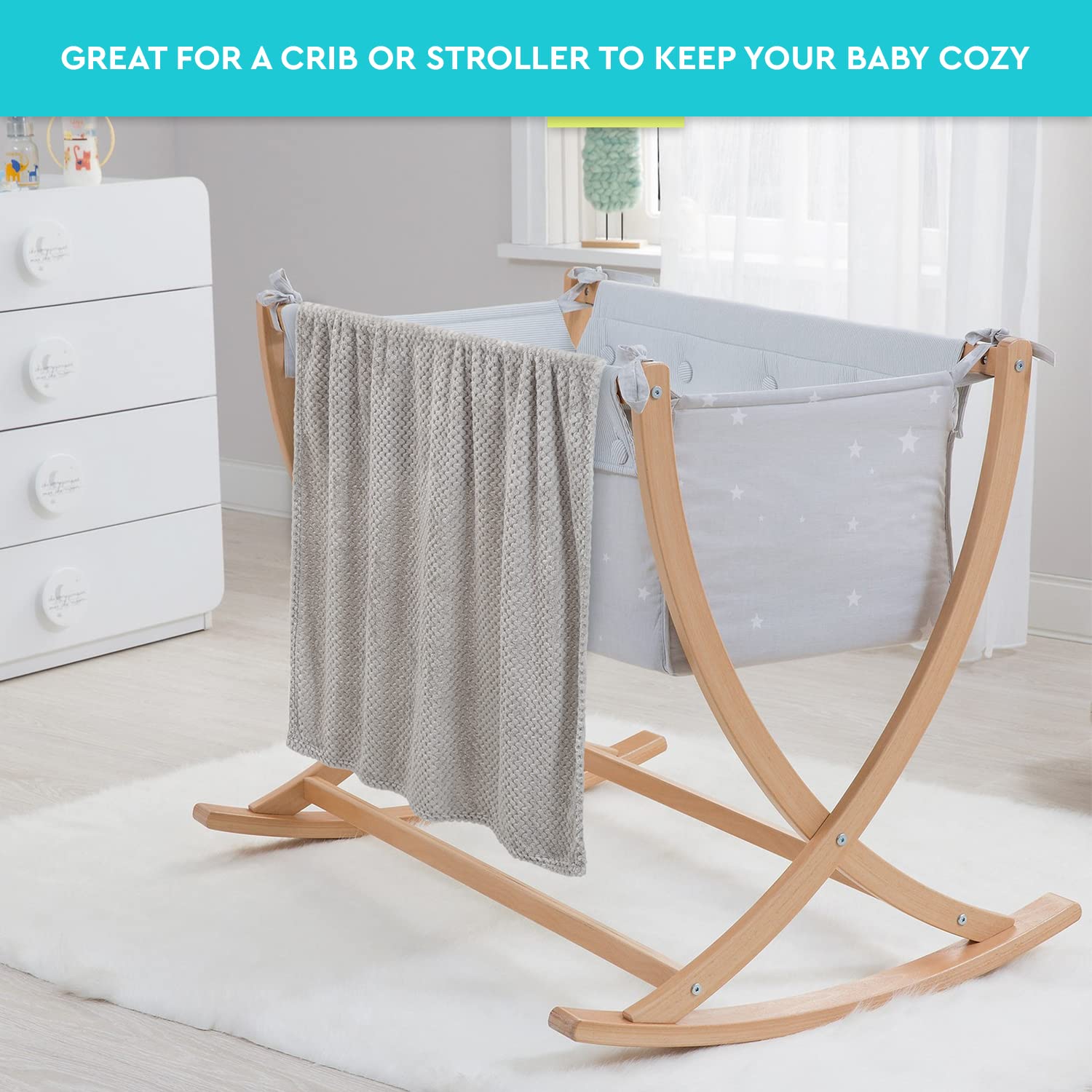 Baby Blanket for Girls and Boys - 40”x50” Grey - Toddler Blankets - Kids Throw - Newborn Blankets - Soft Lightweight Fleece for Bed, Crib, Stroller