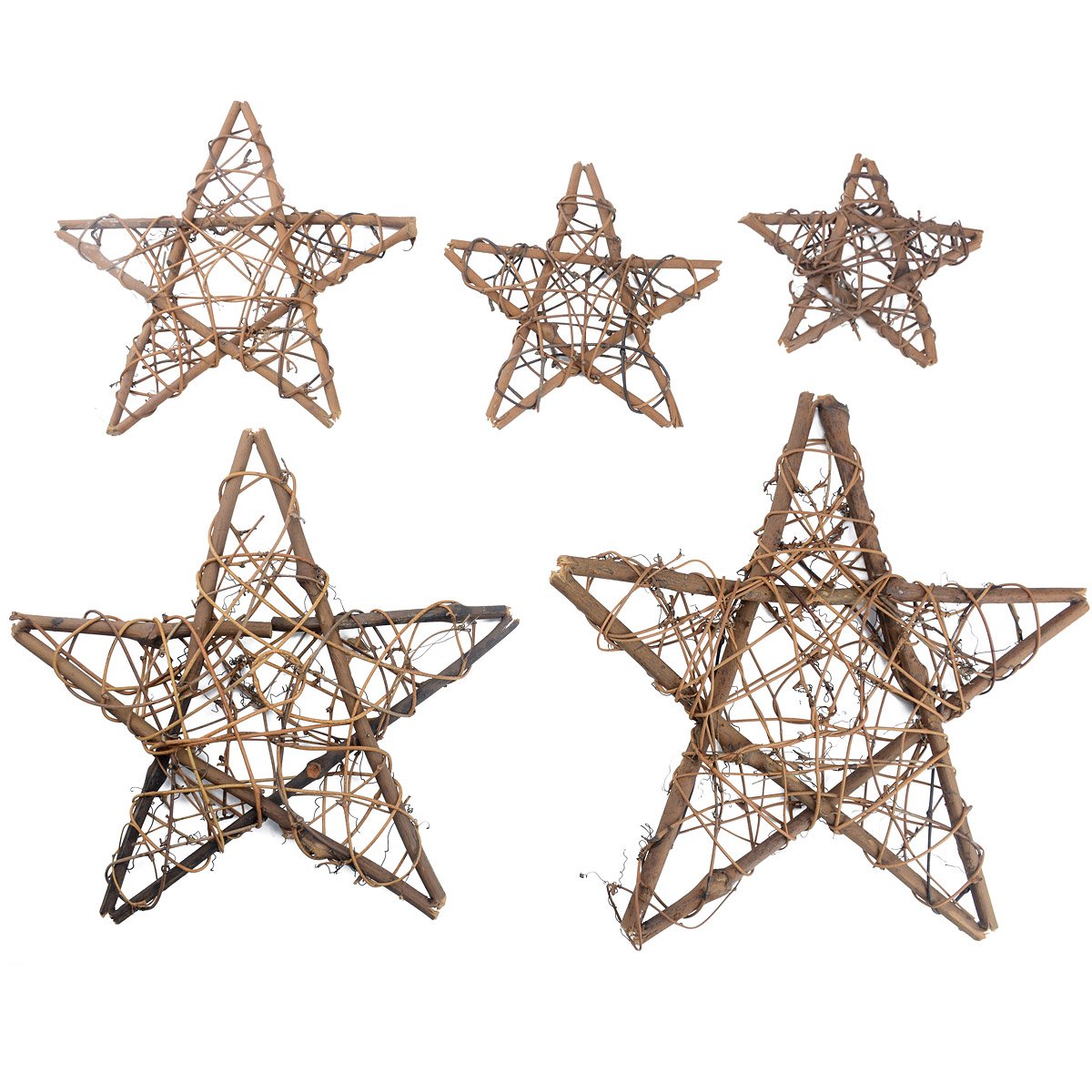 5Pcs Natural Dried 6In Star Rattan Handmade Garland Wreath Xmas Wedding Home Garden Decor