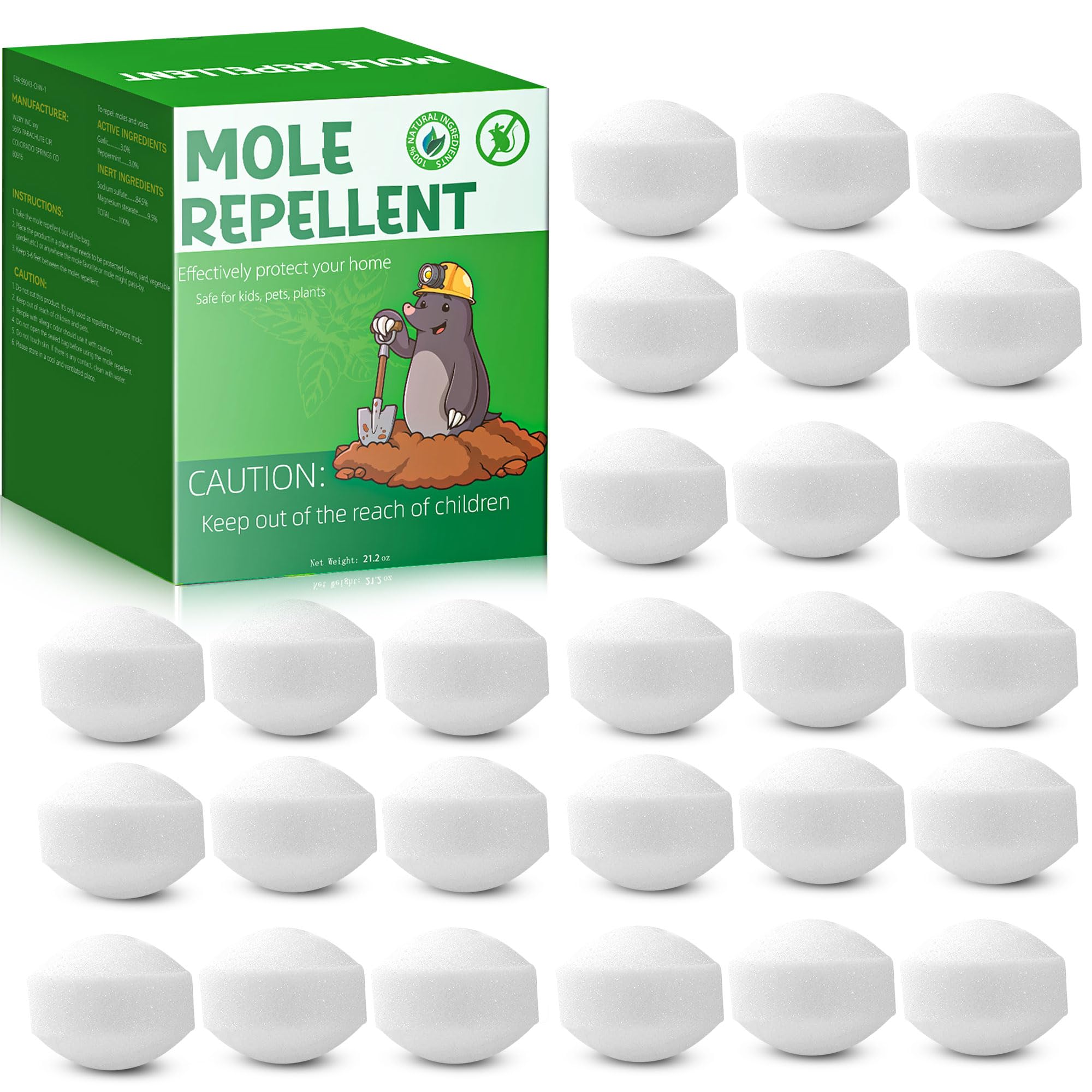 24pack Mole Repellent, Mouse Repellent, Groundhog Repellent, Gopher Repellent, Vole Repellent for Lawn Garden Yard Outdoor, Armadillo Repellent, Mole Deterrent