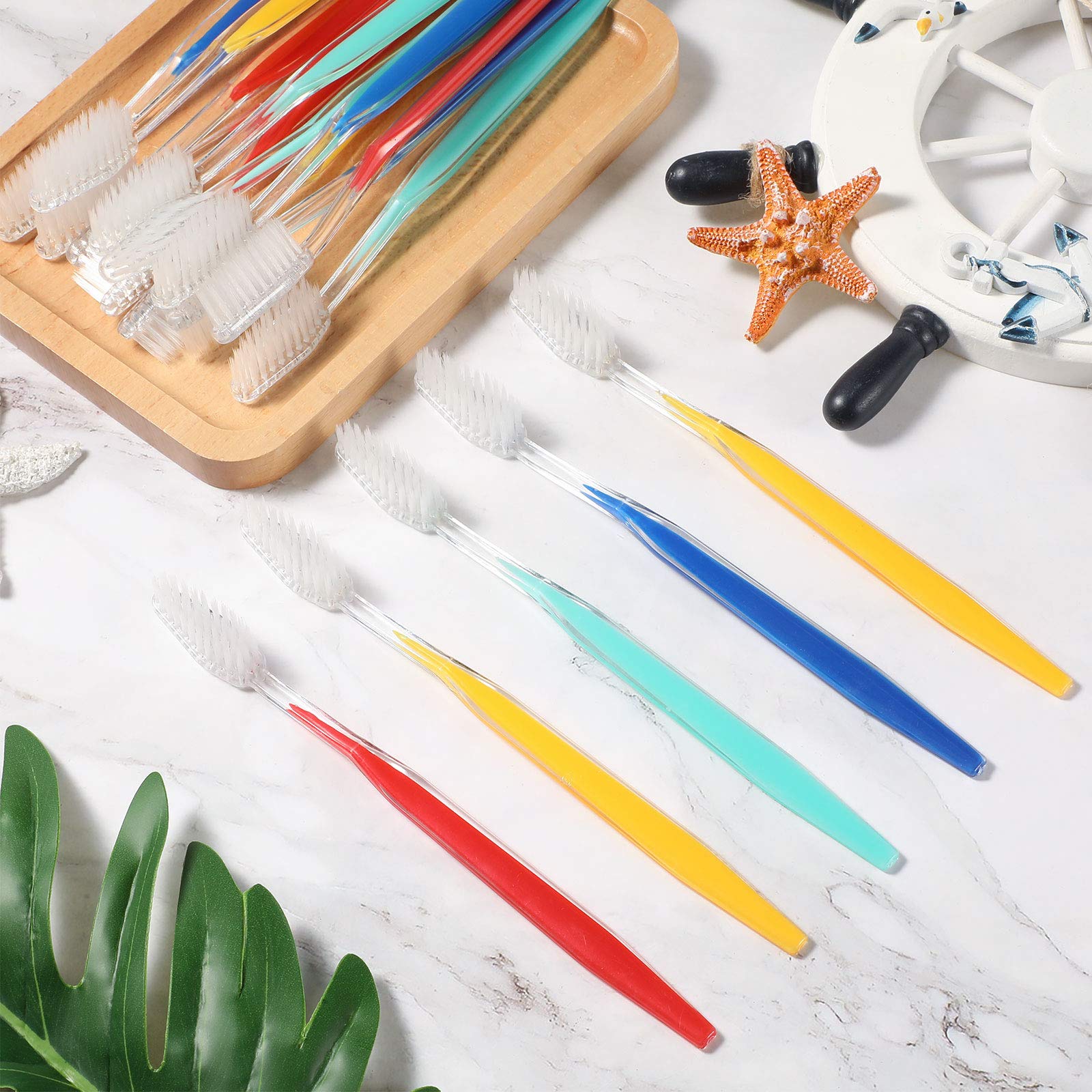 Disposable Toothbrushes Individually Wrapped Toothbrushes Medium Soft Bristle Tooth Brush Manual Disposable Travel Toothbrush Set for Adults Kids Travel Toiletries, 4 Colors (200 Pieces)