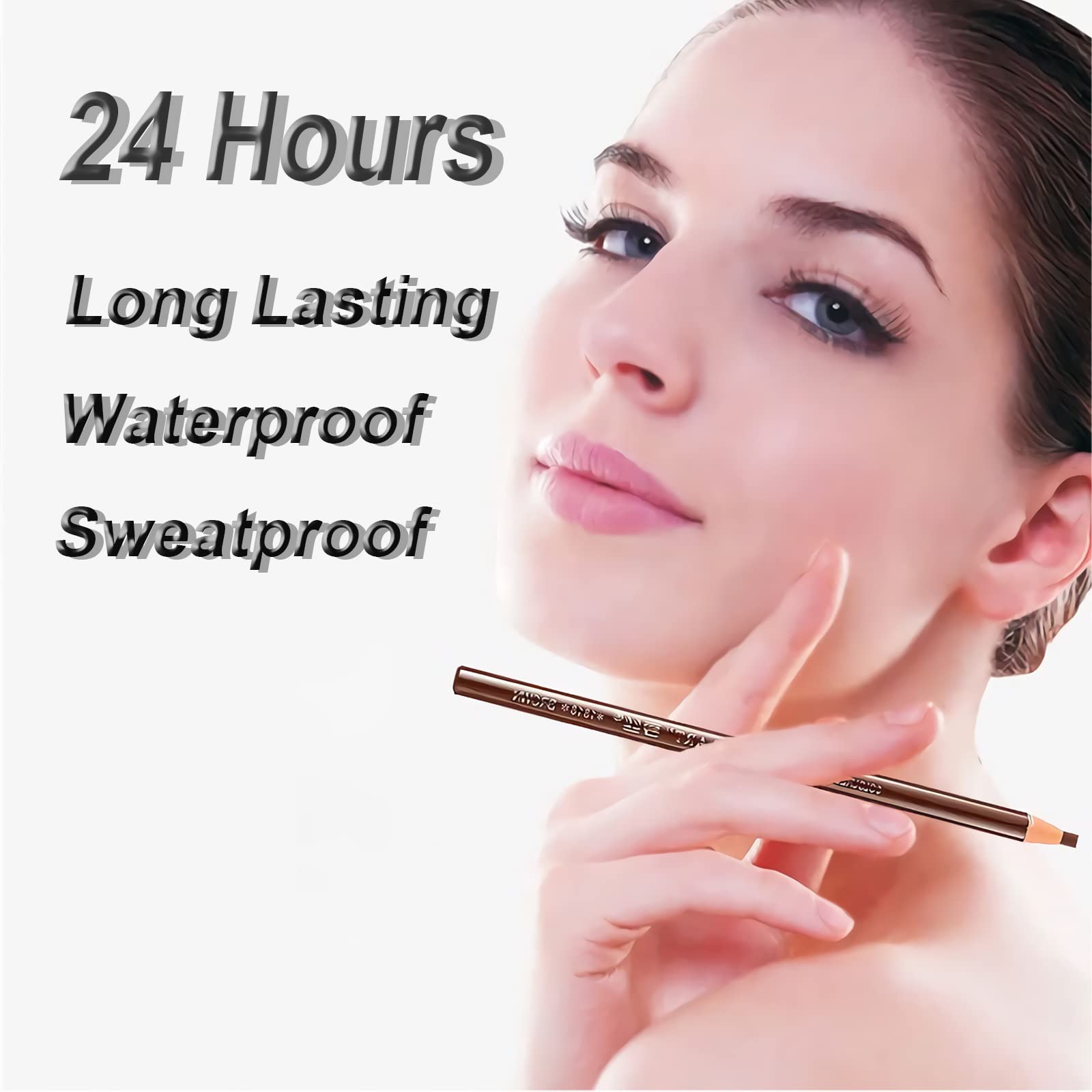 SUMEITANG 12 Pcs Pull Cord Peel-off Dark Brown Eyebrow Pencil,Wooden Hard-core Microblading Eye Brow Pencil For Marking, Filling And Outlining, waterproof and sweat-proof for Professionals & Beginners