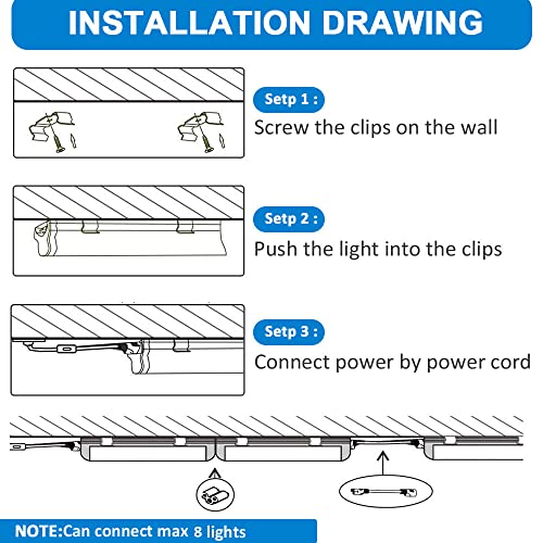 CNSUNWAY 2FT LED Shop Light, 24W 2680LM 6000K Super Bright, T8 Integrated LED Light Fixture, D-Shaped, High Output, Linkable Utility Shop Lights for Room, Garage, Workbench, Under Cabinet (2 Pack)