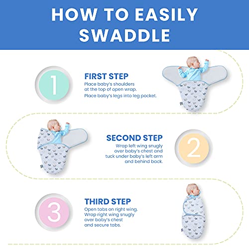 Delta Children Little Lambs Adjustable Swaddle Wrap - 100% Cotton - Size Extra Small, Fits Babies 0-3 Months/4-7 lbs., 1-Pack, Boy, Blue