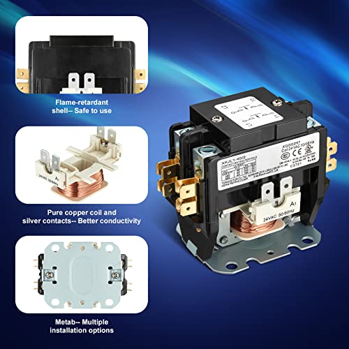 2 Pole AC Contactor, Generic Heavy Duty 40Amp 24V Coil Air Conditioner Contactor Condenser Compressor Contactor, Definite Purpose Contactor