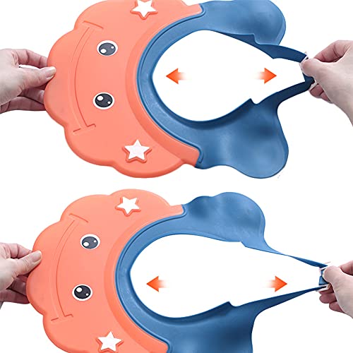 Denpetec Baby Shower Cap,Adjustable Bath Silicone Shower Cap for Kids,Large Hair Washing Hat for Toddlers