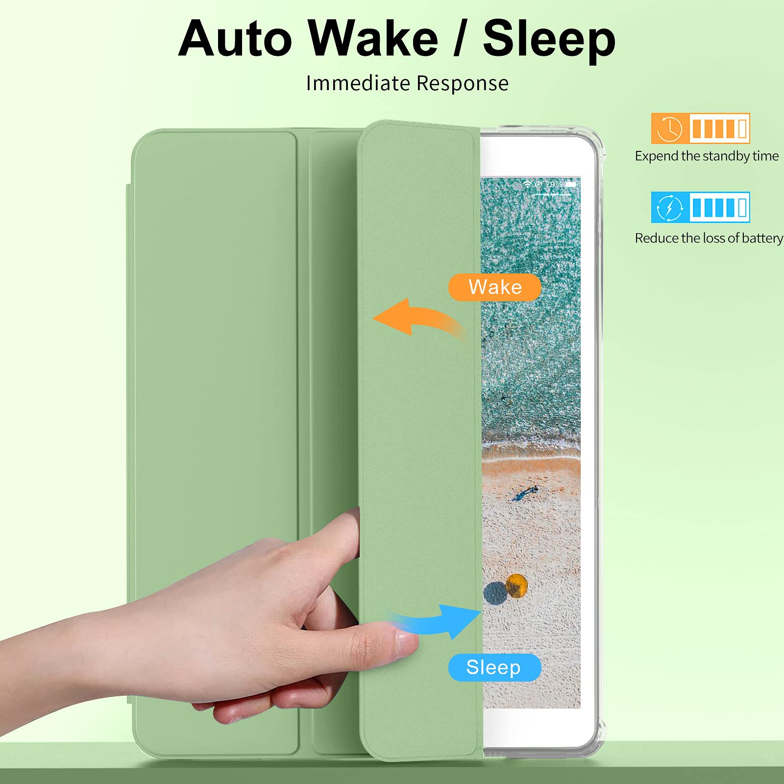 Aoub Case for iPad Air 3rd Generation/Pro 10.5, Trifold Stand Auto Sleep/Wake Slim Smart Cover Frosted Translucent Soft TPU Shockproof Case with Pencil Holder for Air/Pro 10.5 inch, Light Green