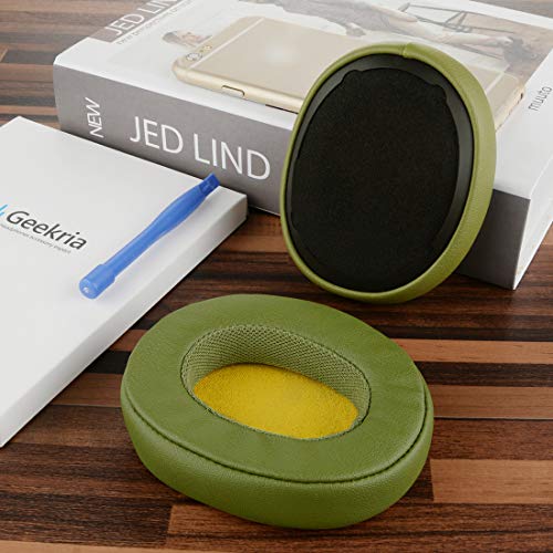 Geekria QuickFit Protein Leather Replacement Ear Pads for Skullcandy Venue Wireless ANC Headphones Earpads, Repair Parts (Green)