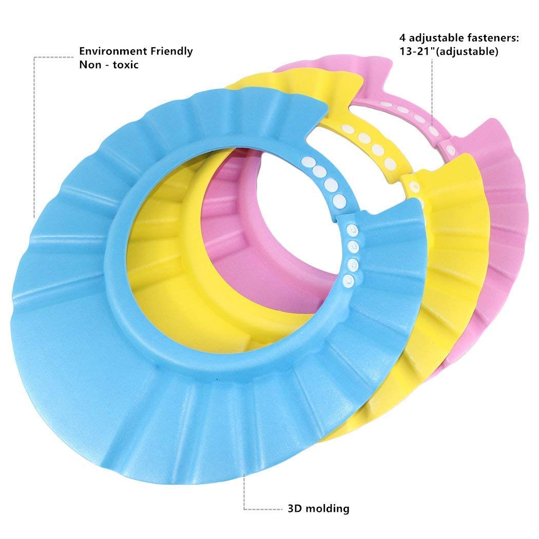 Baby Shampoo Shower Protection Cap Waterproof Bathing Hat (3 Pack)