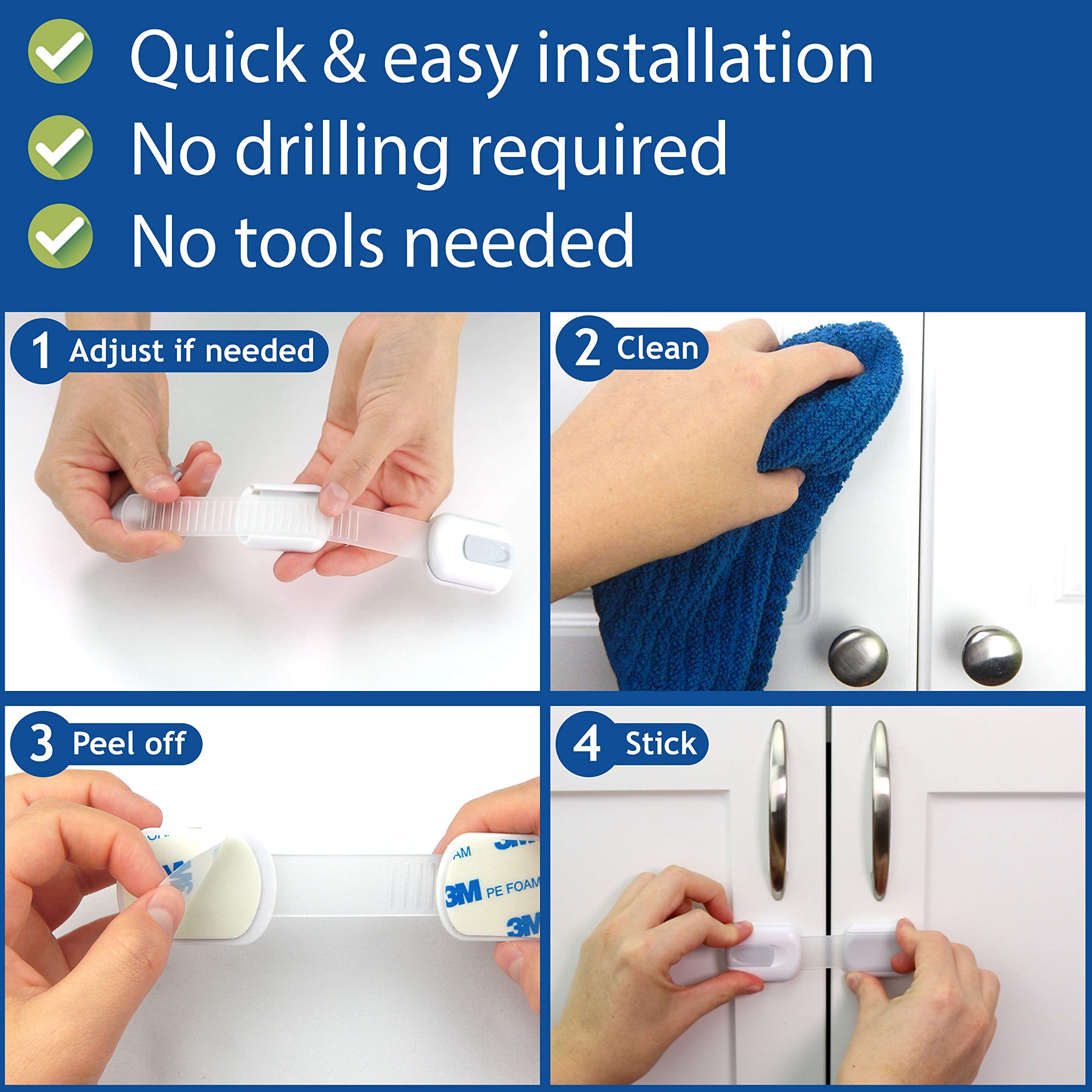 Child Safety Locks (10 Pack) and Outlet Cover Box Bundle. Childproof your house easily!