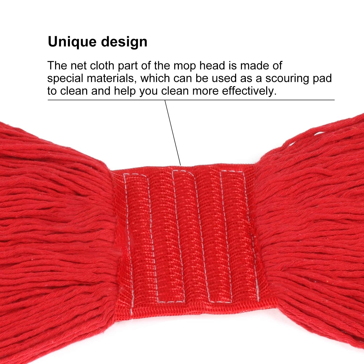 Heavy Duty Wet Industrial Cleaning Mop Head – Mop Head Replacement Perfect Cotton Washable Mop Head Replacement for Commercial & Home Cleaning(RED)