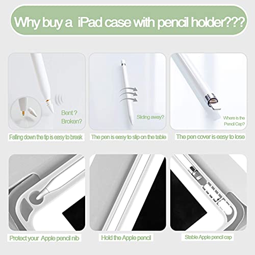 Aoub Case for iPad Mini 5 2019 with Pencil Holder, Slim Lightweight Trifold Stand Smart Cover, Soft TPU Back Cover Case for iPad Mini 5th Generation 7.9 inch, Auto Sleep/Wake (Gray White)