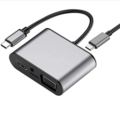 High-Speed 8 In 1 USB Splitter With 4K HDMI 2 USB 2.0 And 1 USB 3.0 1080P VGA USB-C Power Delivery 3.5mm Audio Support TF Card Reader Compatible For Flash Drive Laptops And More USB Hub Adapter Portab