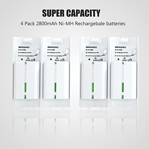 4-in-1 Charging Station for Wii&Wii U Remote Controller with 4 Rechargeable Battery Packs (4 Port Charging Station+4 pcs 2800mAh Replacement Batteries+USB Cable),Remote Not Included