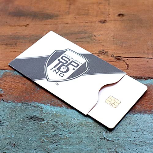 2 Pack - Heavy Duty RFID Blocking Sleeves to Protect Credit, Smart & Identity Embedded Chip Cards from Identity Scanner Theft - Slim Badge Holder for Wallet, Purse, Travel Bag & More by Specialist ID USA