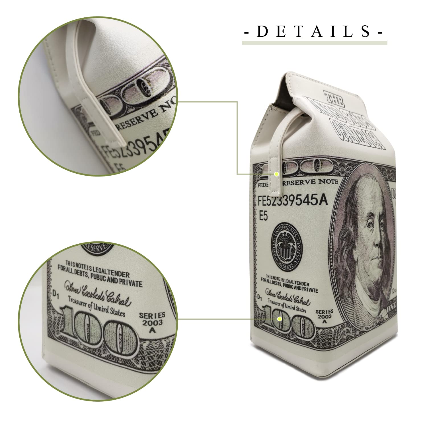 Aovtero Dollar Bill Box Bag Crossbody Purse for Women Girl Shoulder Bags Pu Leather (Green)