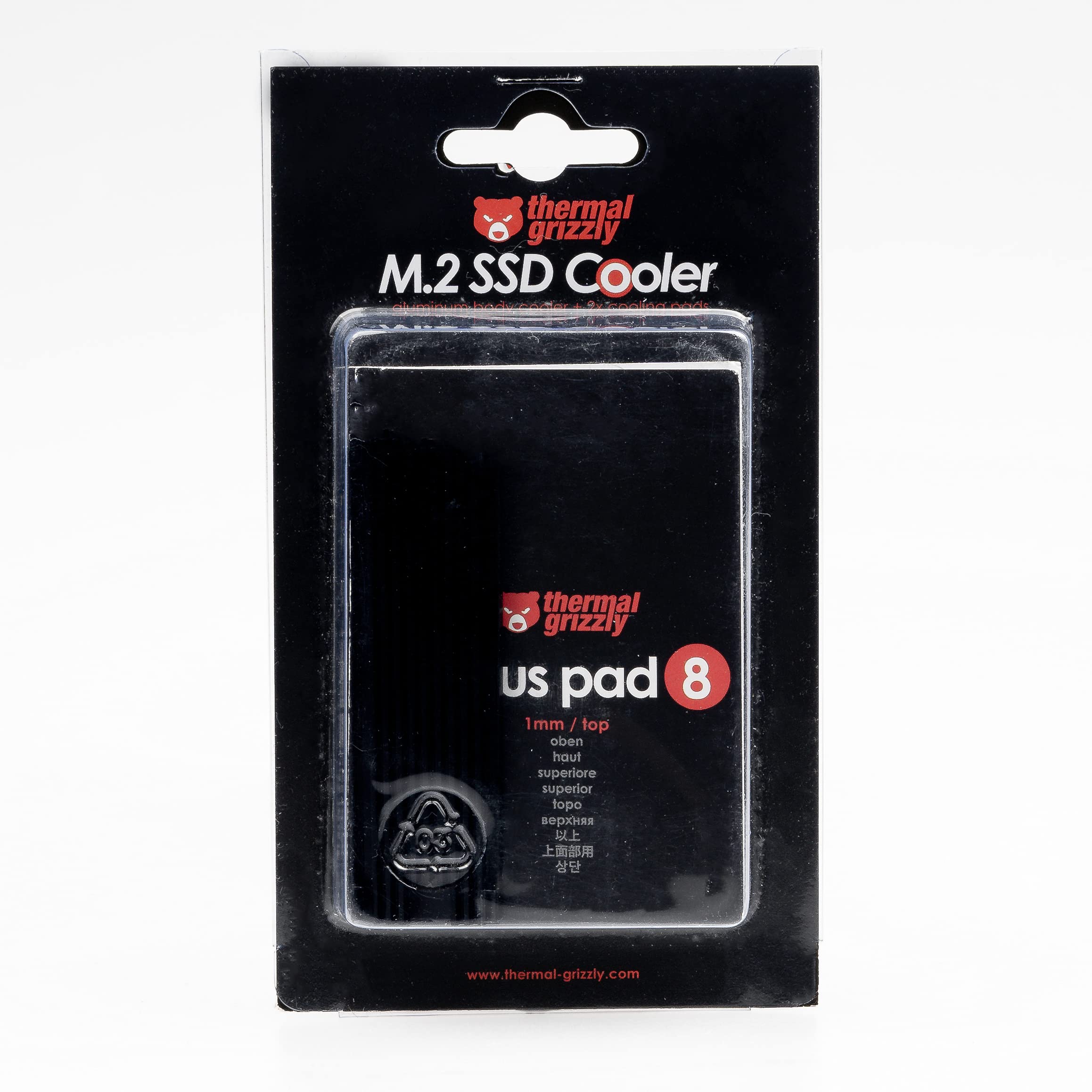 Thermal Grizzly - NVMe M.2 SSD Cooler - Including 2X Matching Minus Pad 8 Thermal Pads - Compatible with Various Manufacturers Like Samsung, Kingston, ADATA