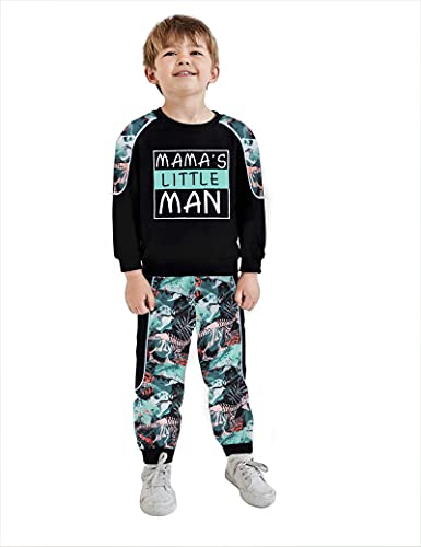 KANGKANG Toddler Boy Clothes, 2t Boys Clothes 3t Boy Clothes Dinosaur Pattern Letter Printed Long Sleeve Crewneck Sweatsuit Top and Pants 2 Pcs Fall Winter Toddler Clothes Outfits Set