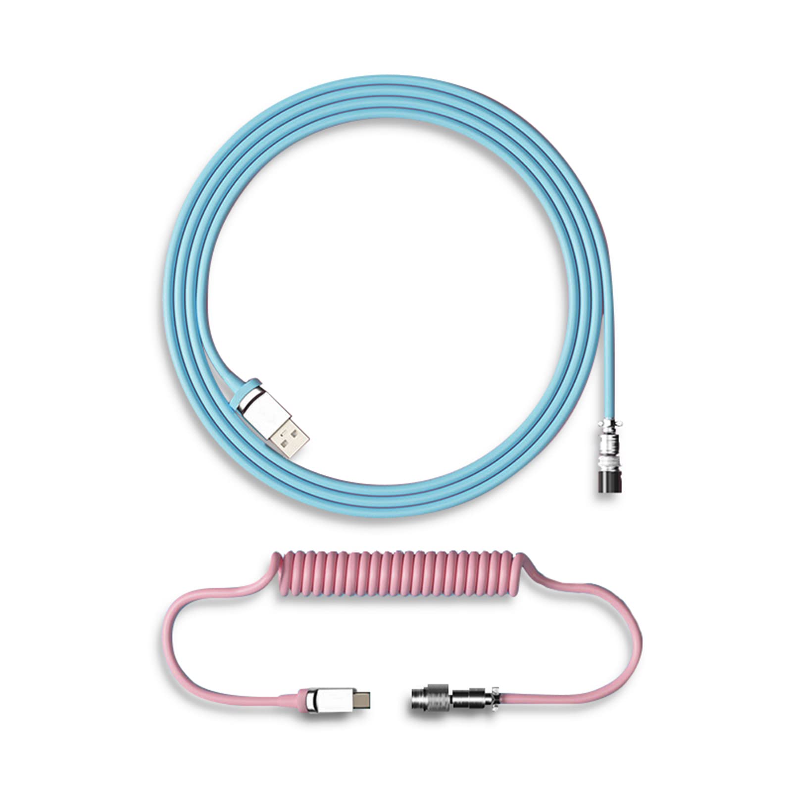 YUNZII Keynovo V2 Coiled Keyboard Cable with Aviator USB Cable for Type-C Mechanical Gaming Keyboard (Sakura)