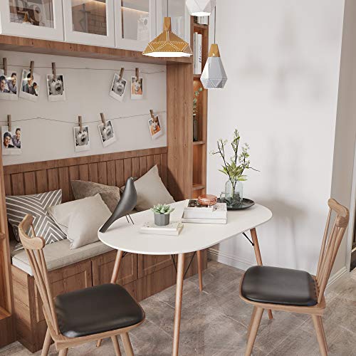 CozyCasa 7.2 inch Farmhouse Dining Table Mid-Century Kitchen Table with Wood Leg Oval Top for Home Office Patio White(Only Table not Include Chairs)-2pack