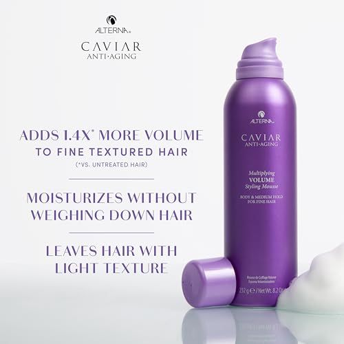 Alterna Caviar Anti-Aging Multiplying Volume Styling Mousse, 8.2 Ounce | For Fine, Thin Hair | Medium Hold | Sulfate Free , 8.2 Fl Oz (Pack of 1)