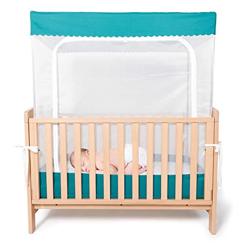 YeTrini Crib Safety Tent,See Through Mesh Crib Netting Mosquito Nets Sturdy Crib Cover to Keep Toddler from Climbing Out,to Keep Cats Out,to Keep Baby in-Gray