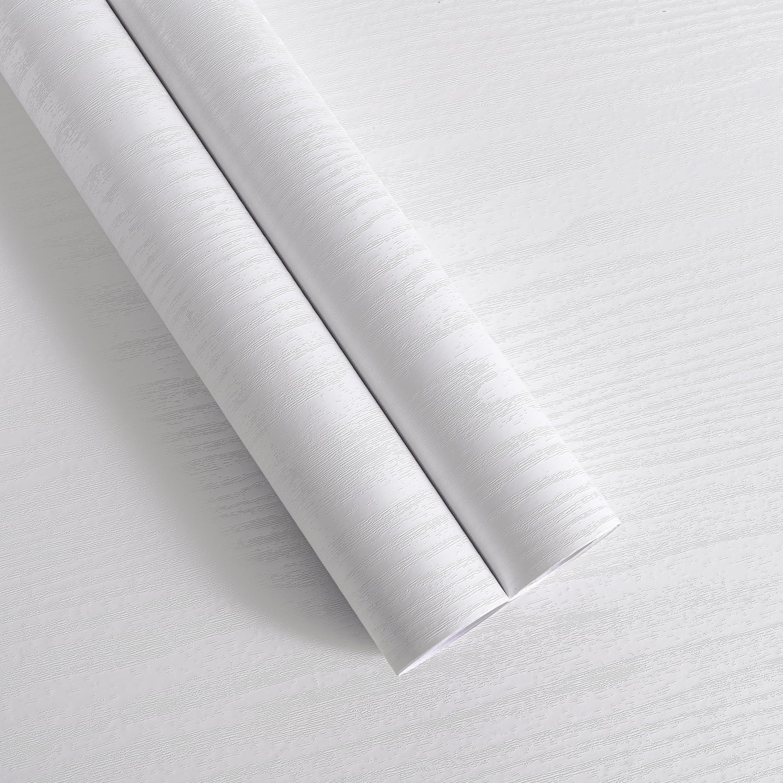 Abyssaly White Contact Paper 15.7" X 118",Peel and Stick Waterproof Vinyl Wallpaper Without Passing Through The Primary Colors,White Real Wood Grain Wallpaper for Cabinets Kitchen Furniture
