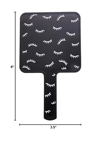 GladGirl Mini Black Handheld Lash Mirror for Eyelash Extensions - 6" x 3.5" Anti-Fog Beauty Mirror for Lash Application, Inspection, and Lash Decor - Perfect for Lash Lovers and Professionals