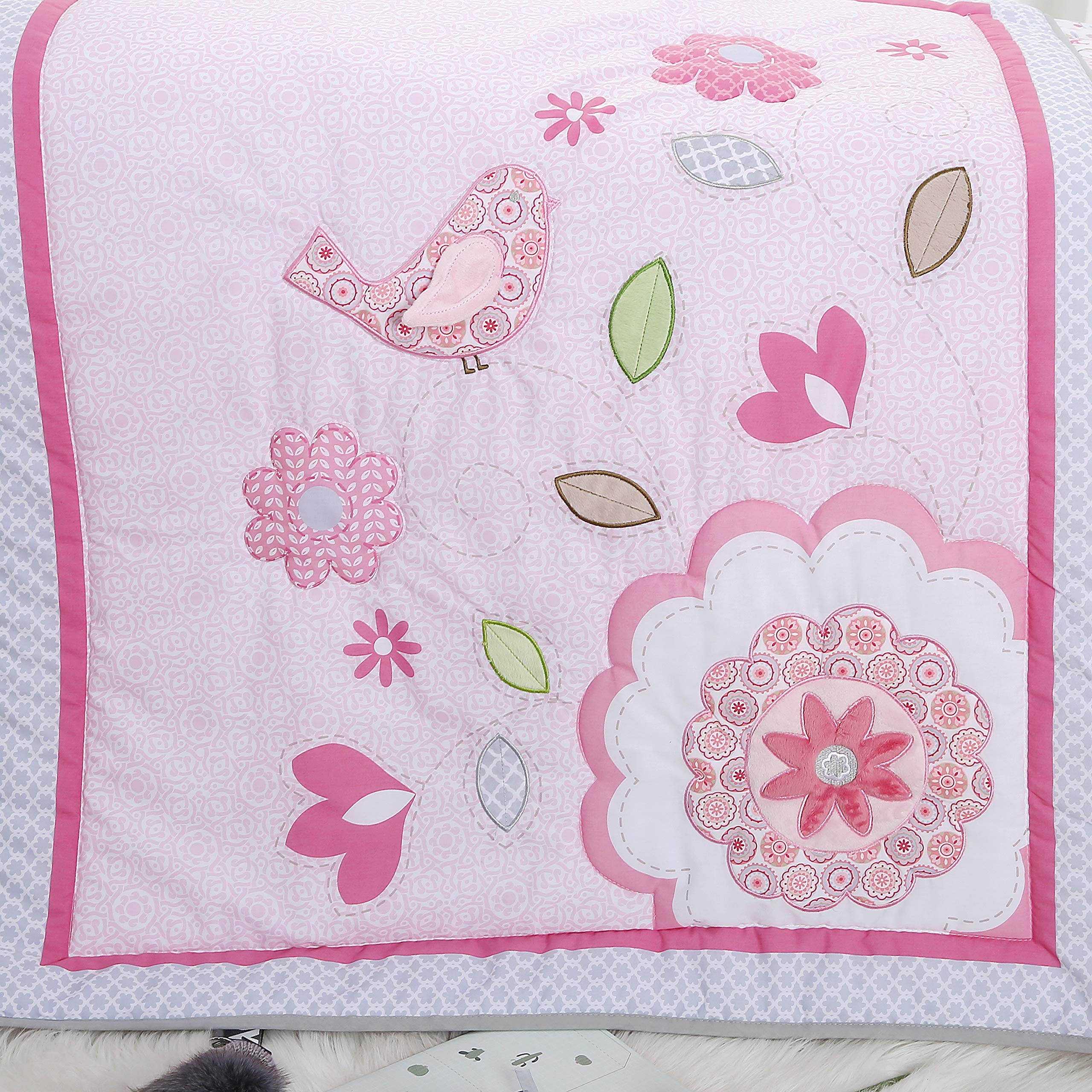 Baby Spark Chirpy The Bird 3pc Soft Cotton Crib Bedding Set