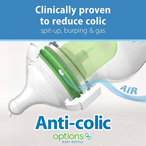 Dr. Brown's Natural Flow® Anti-Colic Options+™ Wide-Neck Bottle Essentials Gift Set with Breast-Like Nipple,100% Silicone HappyPaci™ Pacifier and Baby Bottle Travel Caps