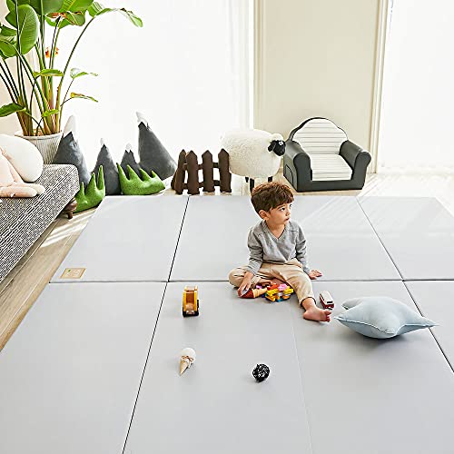 ALZIP MAT Eco Silion Urban, Folding Baby Play Mat Eco-Friendly Non-Toxic Non-Slip Reversible Waterproof (XG (110x55 inch), Grey)