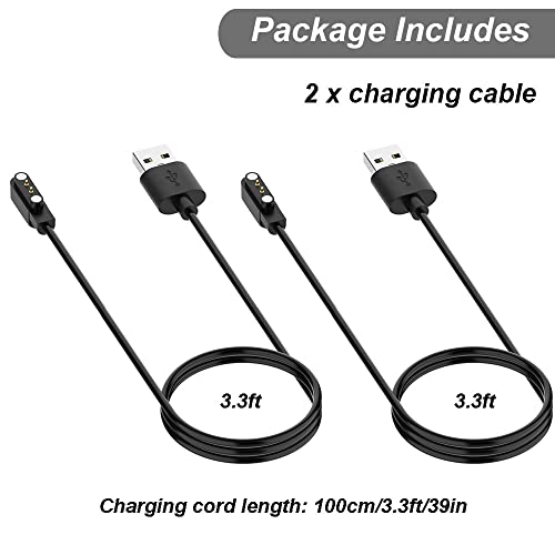 2-Pack Charger for YAMAY SW021 Willful SW023 SW025 Letsfit ID205L Letscom ID205G ID205S ID206 ID205U ID216 Umidigi Uwatch 3S 3 2 2S Urun Smart Watch Magnetic USB Charging Cable [3.3ft/100cm] (2)