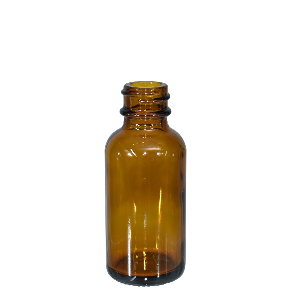 GlassBottleOutlet (Pack of 108) 1 oz. Amber Boston Round with Black Fine-Mist Sprayer