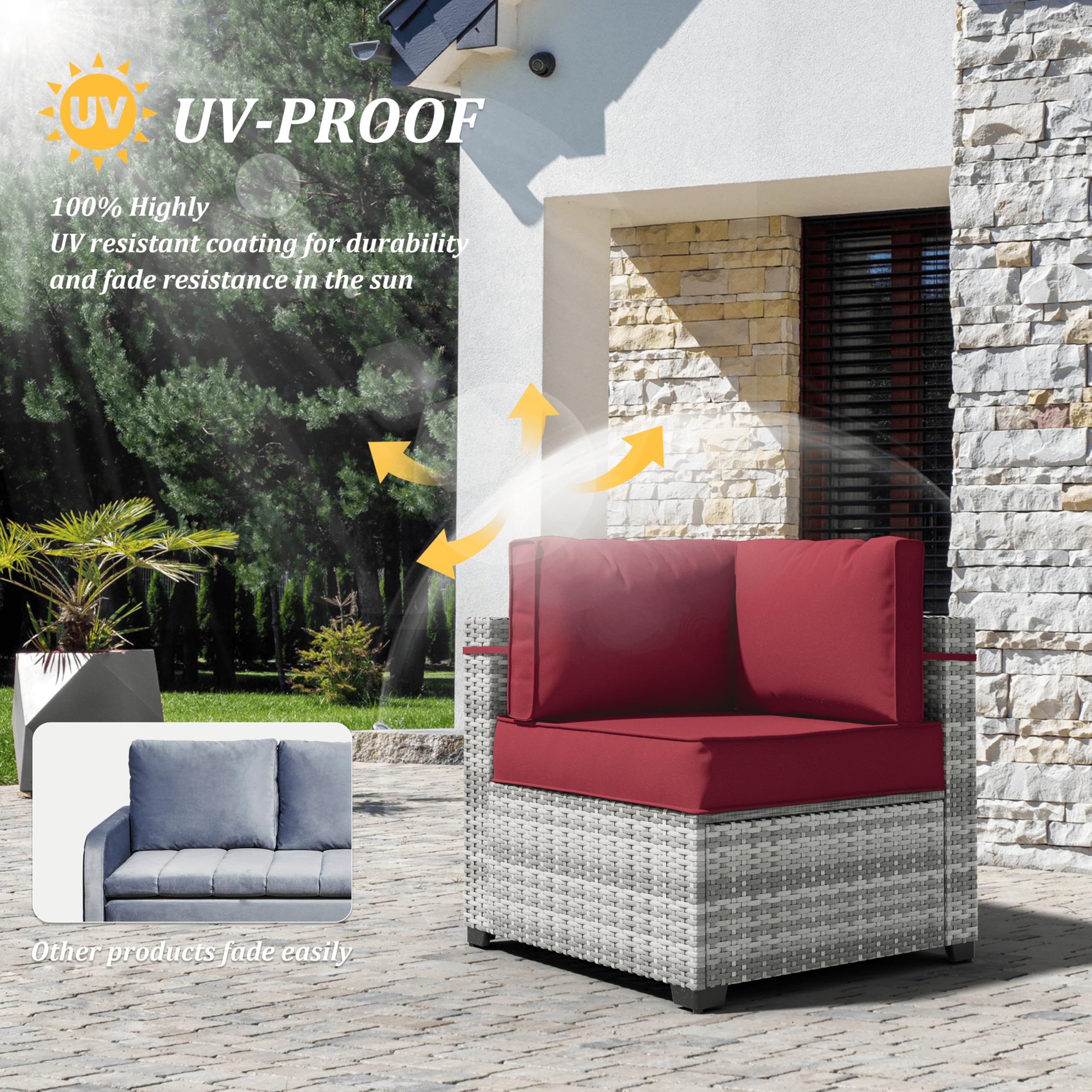 14 Pcs Outdoor Cushion Covers Patio Cushion Slipcovers Replacement Splash Proof with Zipper for Outdoor Furniture, Patio Sofa Couch 3 Sizes, Covers Only