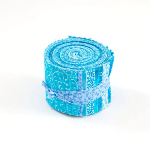 18 Strips - All Blue Jelly Roll 2.5 inch pre-Cut 100 Percent Cotton Fabric Quilting Strips