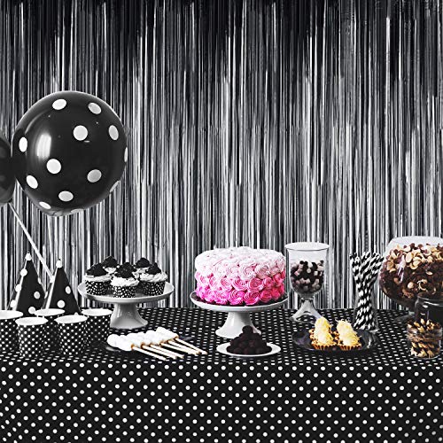 4 Pack Photo Booth Backdrops Foil Curtains Metallic Tinsel Backdrop Curtains Door Fringe Curtains for Wedding Birthday Christmas Halloween Disco Party Favour Decorations (Matt Light Gold and Black)