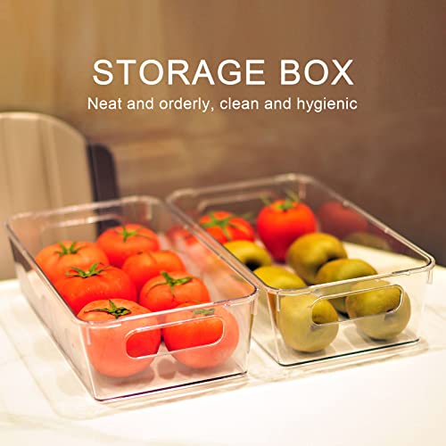 8 pack Refrigerator Organizer Bins, Organizer Bins with Handles, Fridge Organizer for Freezers, Kitchen Countertops and Cabinets, Food Grade BPA-free(Clear)