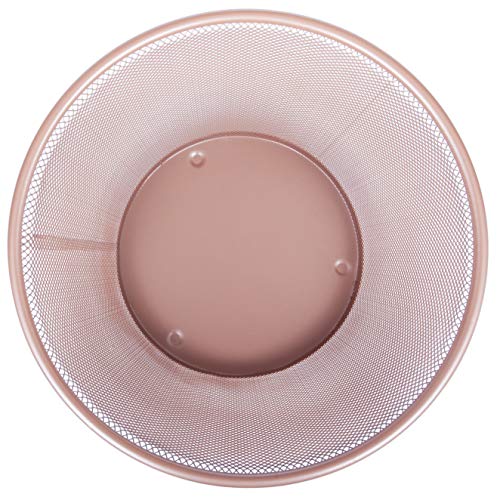 SHS Round Mesh Stainless Steel WasteBasket Trash Can Recycling Bin for Home, Office, Bathroom, Bedroom & Kitchen, 3.5 Gallon / 12L, 11β Height x 10β Diameter Garbage Can (Rose Gold)