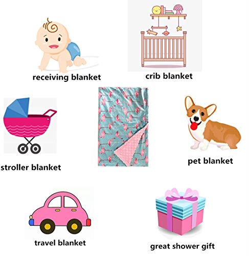 Baby Blanket Super Soft Minky Blanket with Double Layer Dotted Backing Pink Flamingo Security Blanket for Newborns Nursery Stroller Receiving Toddlers Crib Bedding for Boy or Girl(30 x 47 Inch)