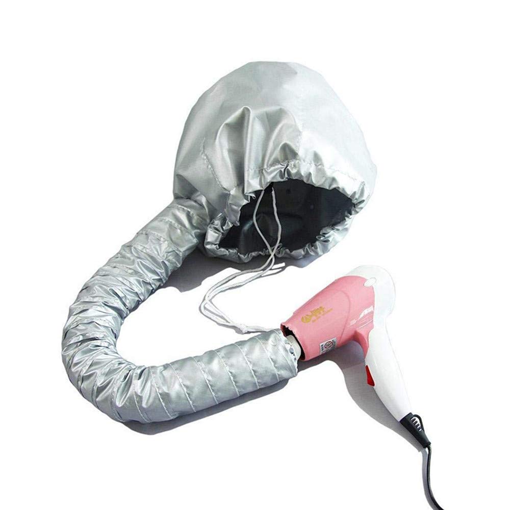 Portable Soft Bonnet Hood Hair Drying Cap Hat Blow Hair Dryer Attachment (Silver)