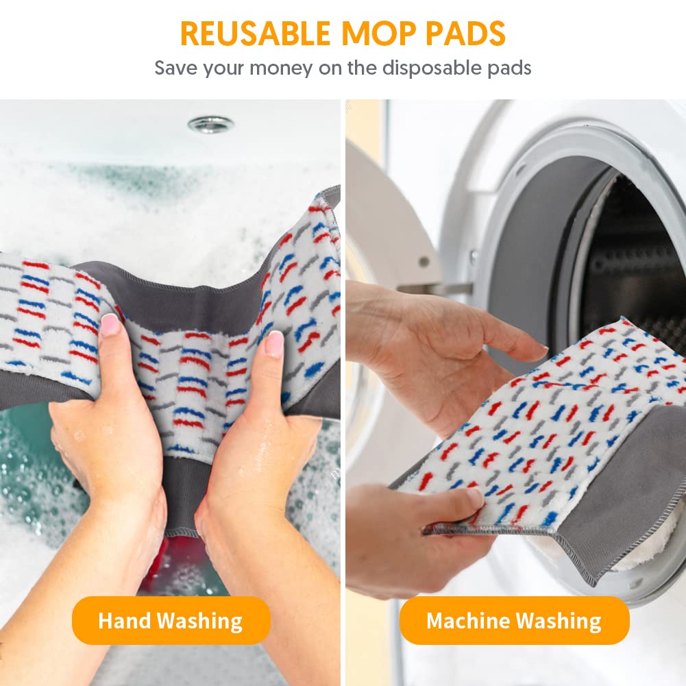 Microfiber Floor Mop for Hardwood Floor Cleaning, SEVENMAX Wet Dry Flat Mop with 3 Reusable Mop Pads and 360 Degree Rotating Floor Dust Mop Suitable for Hardwood Laminate Tile Kitchen Floor Cleaning