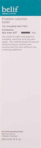 belif Problem Solution Toner | Facial Toner for Acne-Prone & Oily Skin | Antioxidants & Tea Tree Oil Soothes Blemishes & Prevents Future Breakouts | Sensitive Skin Toner for Women & Men | 6.75 Fl Oz