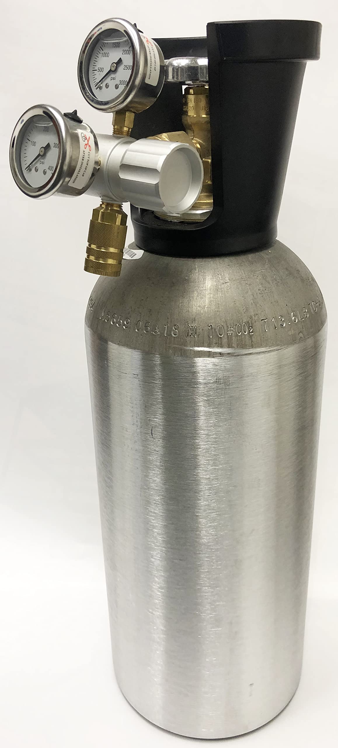 10 lb co2 Carbon Dioxide Aluminum Cylinder and 250 PSI Adjustable High Flow Regulator for Inflating Off Road Tires