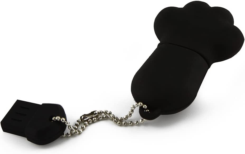 128GB USB 2.0 Flash Drive Cute Animal Cat Paw Shape Pen Drive Thumb Drives Jump Drive Memory Stick Pendrive Flash Disk (Black)