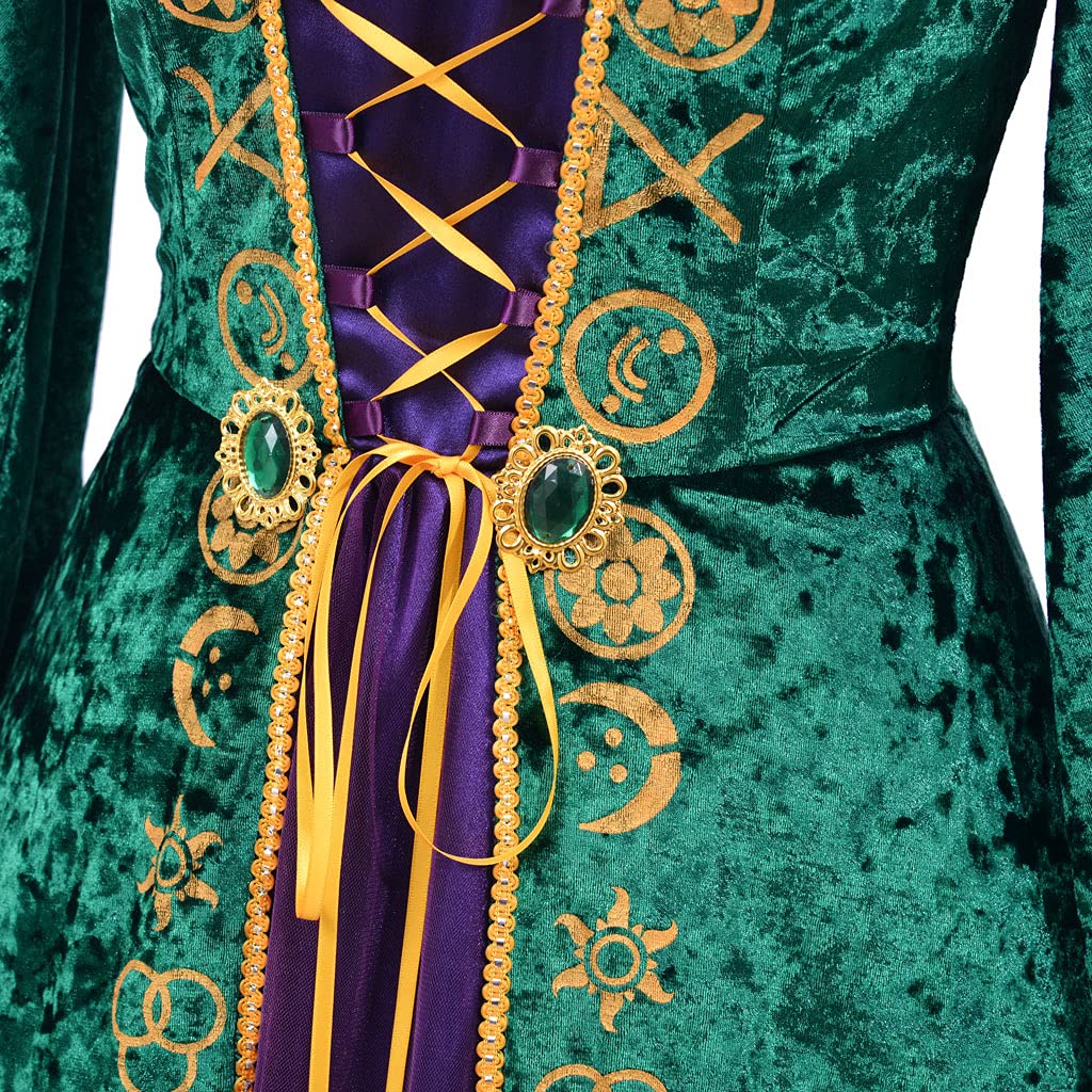 1791's lady Women Green Velvet Dress Halloween Witch Cosplay Costume