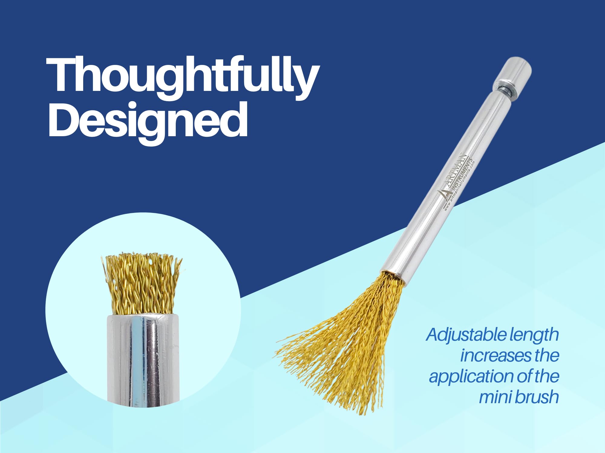 Artman Instruments Bur Cleaning Brass Wire Brush Dental Nail Cleaning Bit Cleaning Bur Cleaning Brush Copper Bristles Adjustable Length