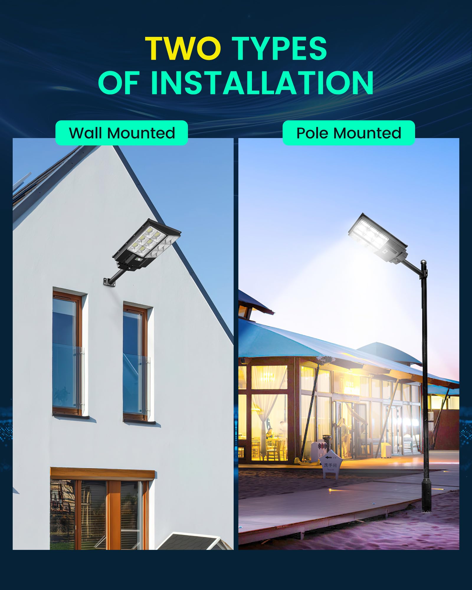 1800W Solar Street Lights Outdoor - 240° Wide Angle Solar Security Flood Light with Motion Sensor and Remote Control, Waterproof Dusk to Dawn Solar Parking Lot Lights for Yard, Stadium, SL-JWB