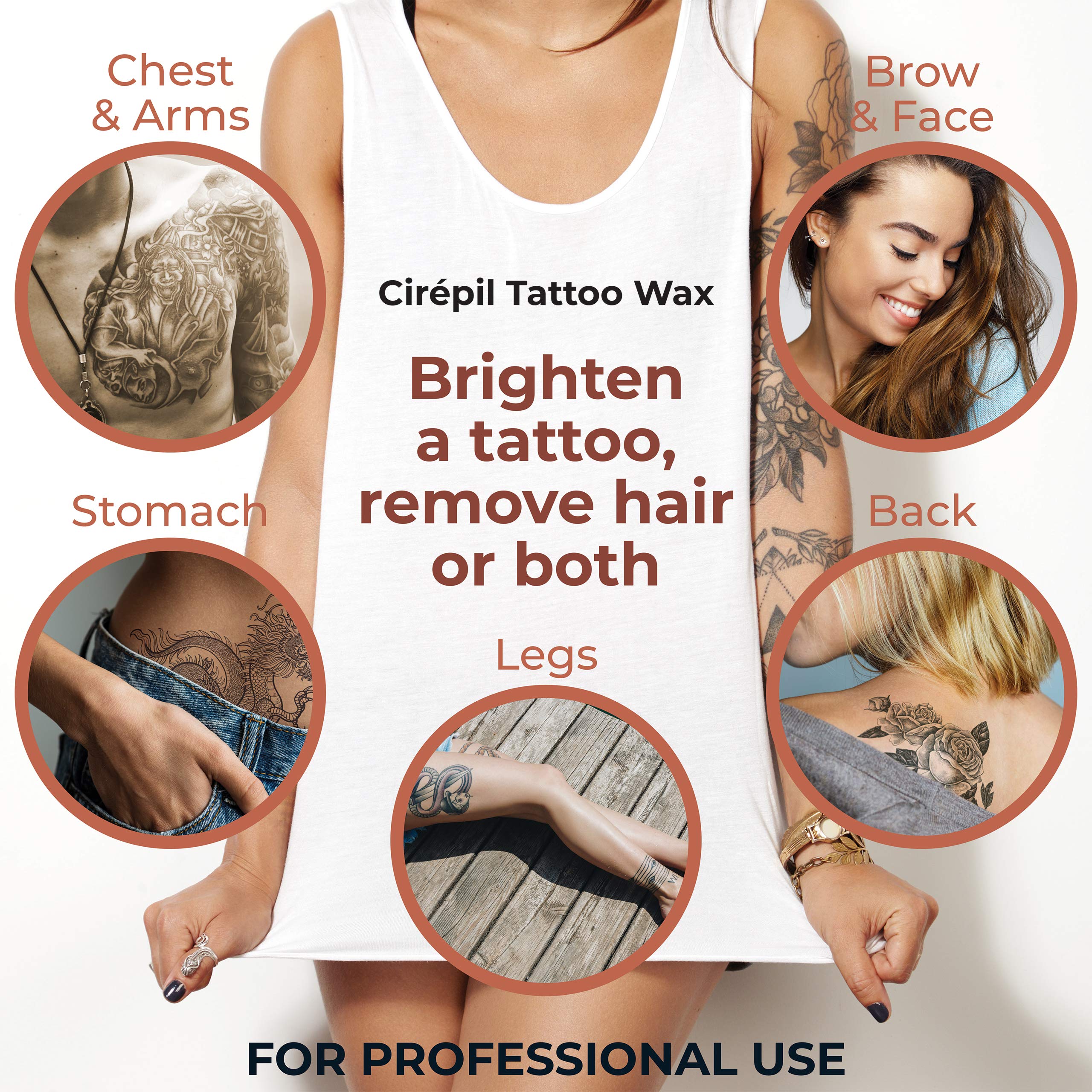 Cirepil - TATTOO - Sublim Care - 800g, 28.22oz Patented Wax Beads for Tattooed Areas - Illuminates, Redefines & Brightens Skin