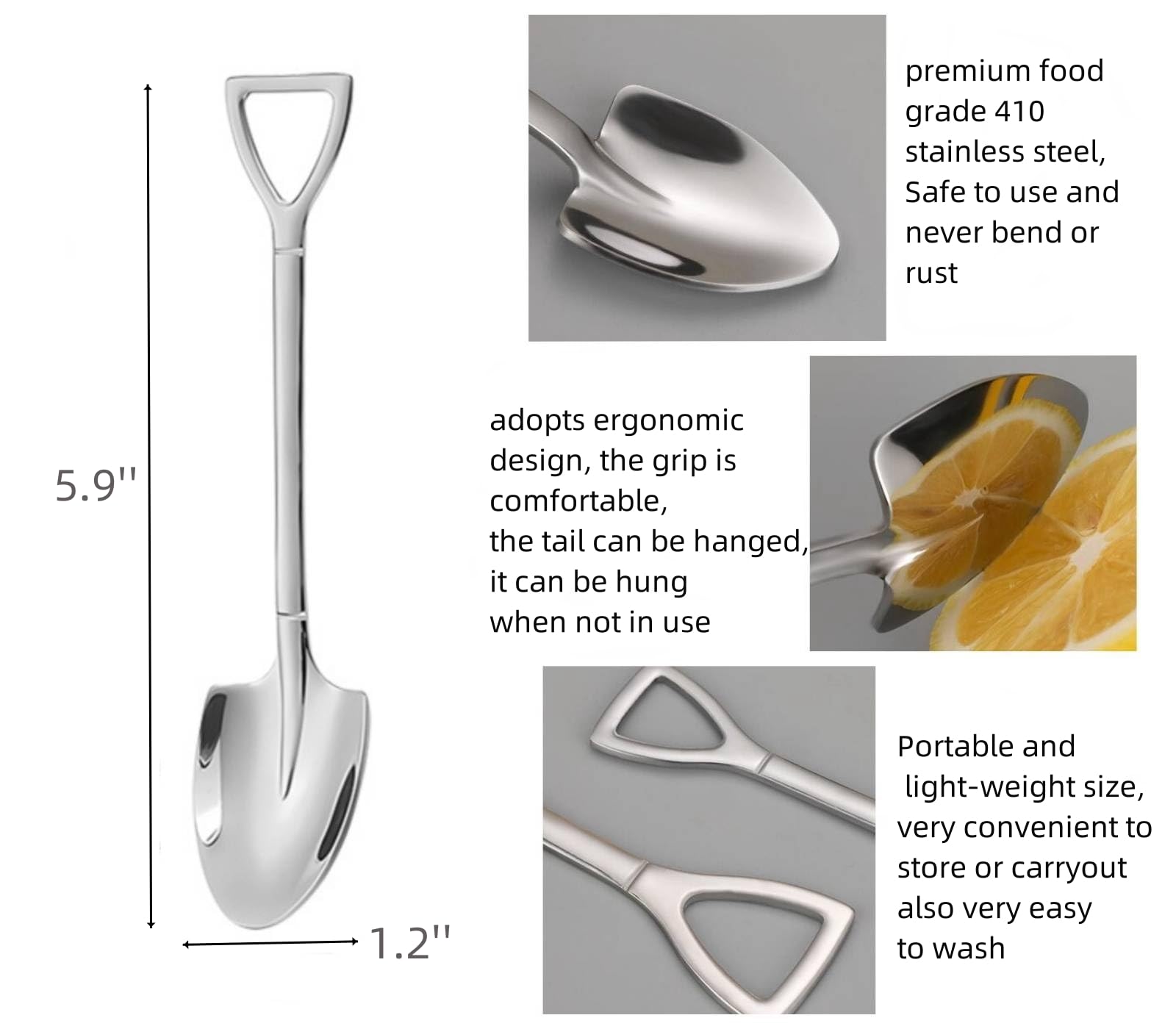 25 Pack Shovel Shape Demitasse Espresso Spoons, Stainless Steel Coffee Ice Cream Dessert Spoons for Home and Party